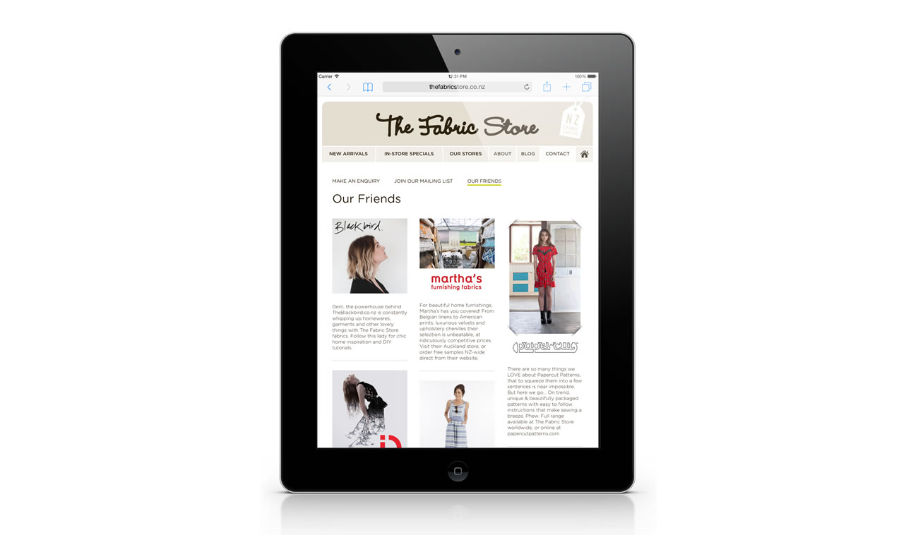 Website Projects • Our Work • Client : The Fabric Store. Company ...